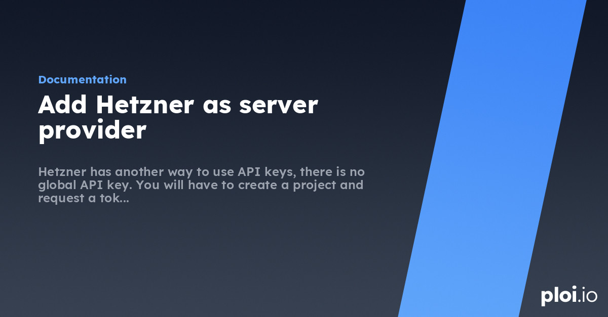 Add Hetzner as server provider - Server Management Tool