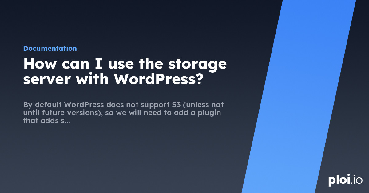 How can I use the storage server with WordPress? - Server Management Tool