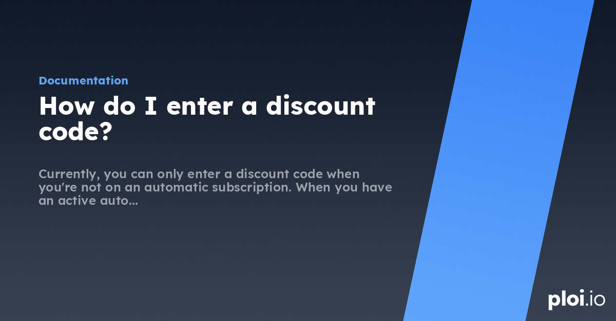 How do I enter a discount code? - Server Management Tool