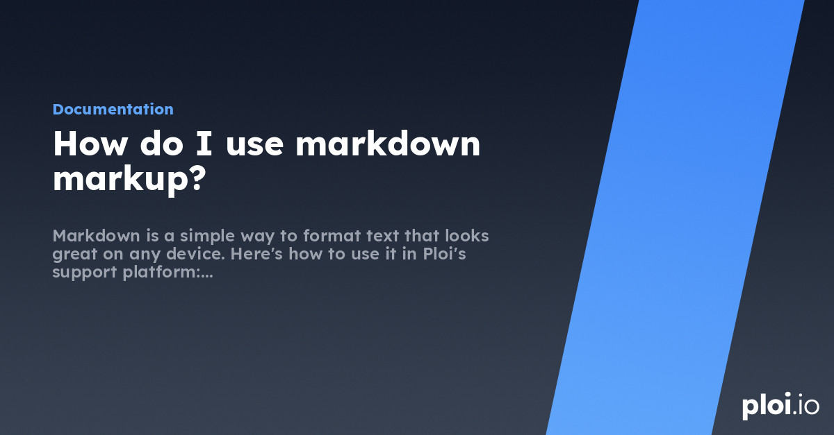 How do I use markdown markup? - Server Management Tool