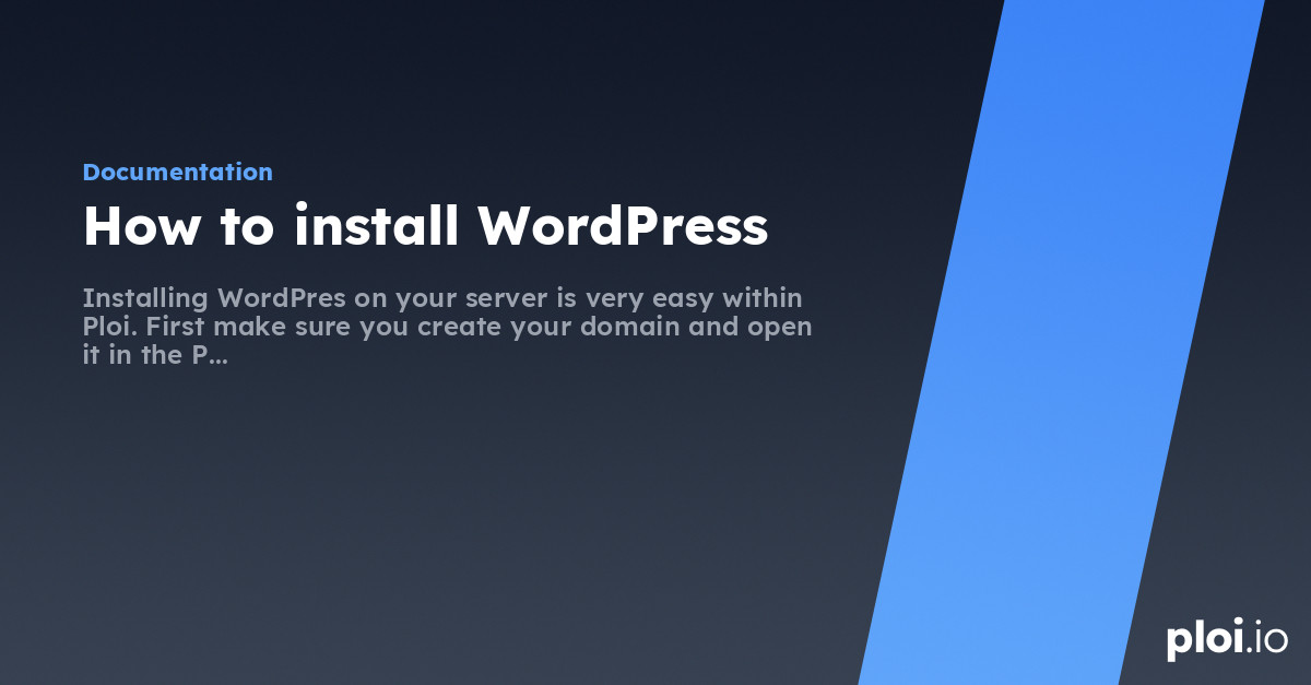 How to install WordPress - Server Management Tool